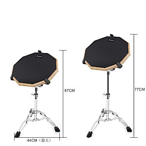 Practice Drum Pad, 12 Inch Exercise Pads Set Mat for Adult Kids with Snare Drums Stand Double Sided Drumsticks Black