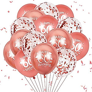 60th Latex Birthday Balloons, 15 Pcs Rose Gold Happy 60th Birthday Balloons, Rose Gold 60th Birthday Party Decorations Balloons for Women Men 60th Birthday Anniversary Decoration
