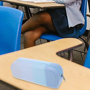 Silicone Pencil Case Pouch Bag Candy Color Pencil Case Cute Pen Case Silicone Pencil Case Small Cute Aesthetic Zipper Pencil Pouch for Travel Cosmetics Makeup Sky-blue