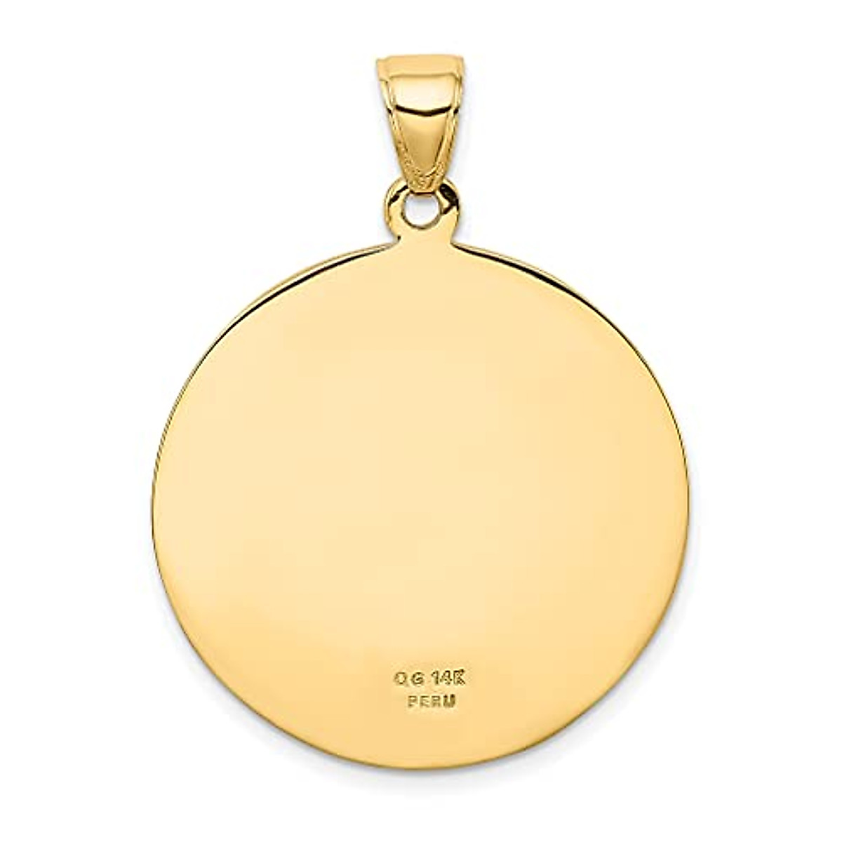 IceCarats 14K Yellow Gold Saint Christopher Medal Patron of Travelers Athletes Protection Necklace Christian Religious Pendant Faith Charm 40mm x 29.7mm Only