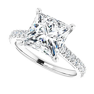 JEWELERYIUM 3 CT Princess Cut Colorless Moissanite Engagement Ring, Wedding/Bridal Ring Set, Solitaire Halo Style, Solid Sterling Silver Vintage Antique Anniversary Promise Ring Gift for Her (7.5)