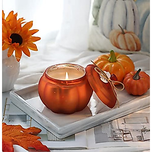 Pumpkin Spice Candle, 12oz Fall Scented Candle, Farmhouse Pumpkin Shaped Candle for Home