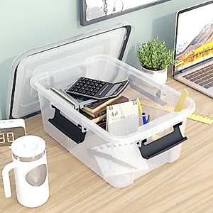 Easymanie 10 Quart Airtight Storage Tote pack of 6, Clear Latching Storage Box