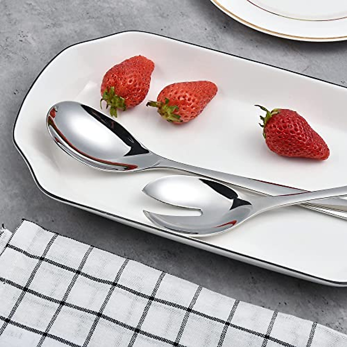 IMEEA Salad Servers 18/8 Stainless Steel Salad Serving Set Salad Fork and Spoon, 10-Inch