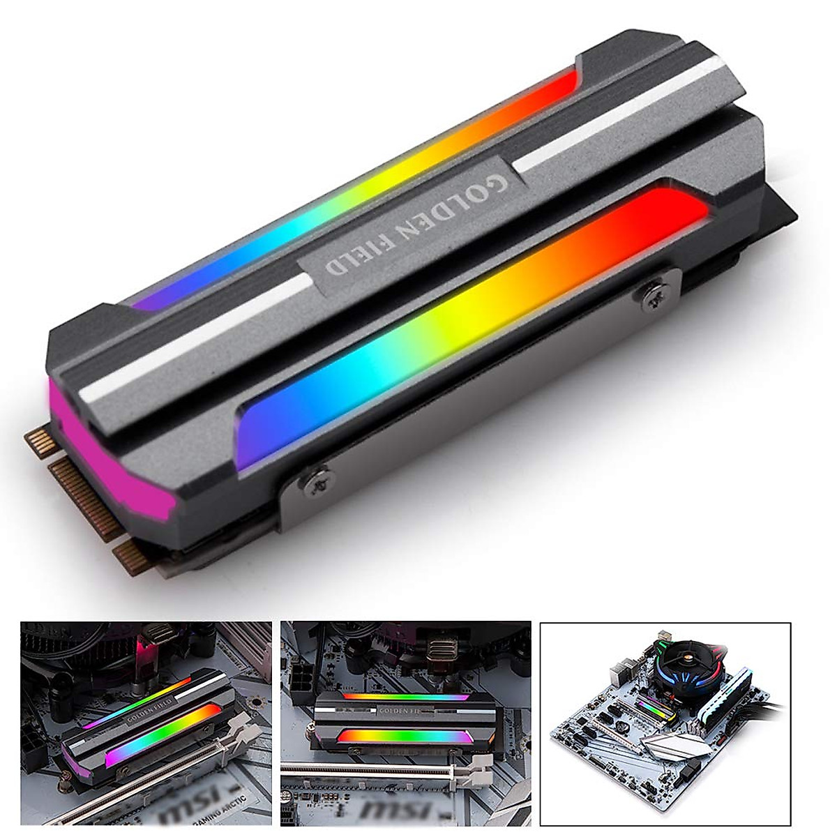 CALIDAKA M.2 2280 Heatsink Cooler,SSD Heatsinks ARGB Thermal Pad 5V 3pin Radiator M.2 SSD Cooling Sink,Solid State Disk Radiator for 2280 M.2 SSD