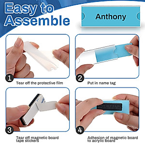 240 Pack Name Badge Magnets Kit Acrylic Magnetic Name Tag Holders Magnetic Name Badge Holders with Blank Printable Paper Inserts 3 Magnets Clear Adhesive ID Holder for Business Events School Office