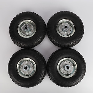 bimiti 4 Pack 10" Rubber Tires and Wheels Pneumatic Air Filled Heavy-Duty Replacement Wheels Tires with 5/8" Center Bearing All Purpose Utility Air Tires Wheels for Dolly Hand Truck Garden Cart