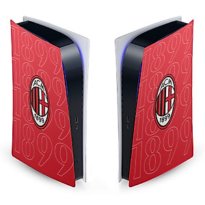 Head Case Designs Officially Licensed AC Milan 1899 Black Logo Art Matte Vinyl Faceplate Sticker Gaming Skin Decal Cover Compatible with Sony Playstation 5 PS5 Digital Edition Console