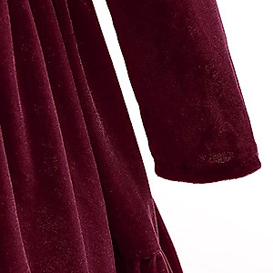 IMEKIS Christmas Dress for Toddler Girls Velvet Dress Baby Winter Pageant Party Gowns Kids Princess Long Sleeve Wedding Evening Gown Xmas Holiday Thanksgiving Birthday Fall Outfit Burgundy 5-6X