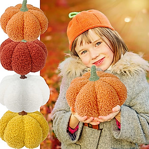 Custolon Pumpkin Pillow, 7.87inch Soft Stuffed Pumpkin Pillow Plush, for Halloween Thanksgiving Decorations Party Home Decor Pumpkin Decor (Orange, 7.87inch)