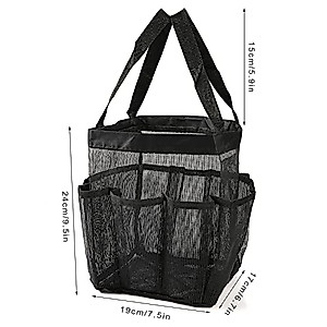 KINBOM 1pc Hanging Toiletry Bag Mesh Pockets, Portable Shower Tote Bag Mesh Shower Caddy Tote for Bathroom Toiletry Essentials (Black)