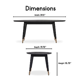 Elle Decor Clementine Mid-Century Modern Living Room Furniture Collection, Oval Coffee Table, Cocoa 39.37 in x 19.69 in x 15.75 in