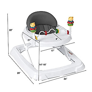 INFANS Foldable Baby Walker, Toddler Activity Walker Helper with Adjustable Height, Safety Belt, High Back Padded Seat for Kids Boys and Girls (Gray)