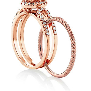 Gem Stone King 18K Rose Gold Plated Silver Peach Morganite Stackable Ring For Women (1.27 Cttw, Oval 7X5MM, Gemstone Birthstone, Available In Size 5, 6, 7, 8, 9)