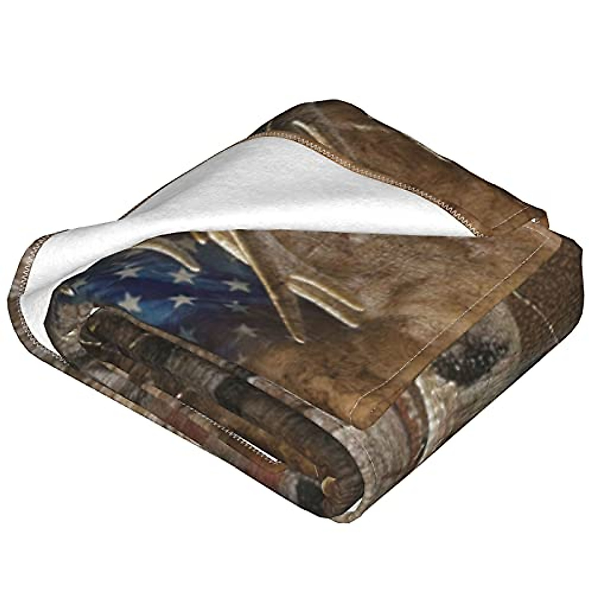 Deer Camo American Flag Throw Blanket Warm Ultra-Soft Micro Fleece Blanket for Bed Couch Living Room Decoration