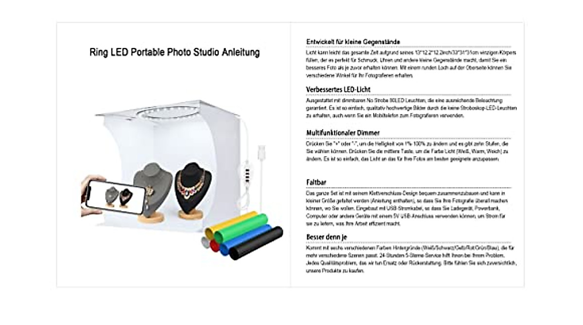Portable Photo Studio Light Box Kit | Dimmable LED & 6 Backdrops