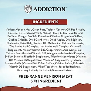 Addiction Viva La Venison Premium Grain-Free Dry Dog Food - Single Protein & Novel Meat with Probiotics - No Chicken, Beef, or Turkey - Ideal for All Dogs & Puppies 4lb