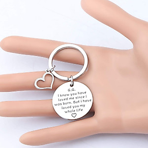 TIIMG G.G. Gifts Grandma Keychain Gift Grandma Birthday Gifts for Grandma Mom GiGi Keychain (G G i know)