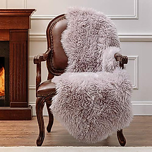 Chanasya Super Soft Faux LongFur Suede Fake Sheepskin for Sofa Couch Stool Vanity Chair Cover Luxurious Fluffy Rug Dusty Pink Solid Shaggy Area Rugs for Living Bedroom Floor - Mauve 2ftx6ft