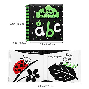 Toyvian 2 Pcs Baby Soft Cloth Book, Black and White High Contrast Baby Activity Crinkle Books Early Educational Learning Toys for 0 3 6 9 12 Months Newborn Infants Babies Boys and Girls