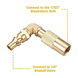 Patioer 24FT Quick Connect Propane Hose for RV to Grill with 1/4" Shut Off Valve, Low Pressure Propane Extension Hose with Elbow Adapter Fitting for 17" and 22" Blackstone Griddle