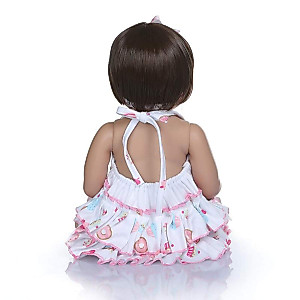 TERABITHIA 18inch 47cm Real Life Silicone Vinyl Full Body Reborn Baby Girl Dolls in Tan Skin Preemie Washable Newborn Doll Look Real