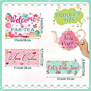 20 Pieces Floral Tea Party Sign Tea Party Decorations Directional Sign Cardboard Yard Signs for Outdoor Lawn Arrow Sign for Tea Party Bridal Shower