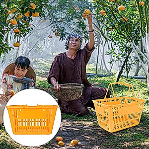 POPETPOP Plastic Shopping Basket with Handle- 16L Portable Handheld Storage Basket Used for Supermarket, Retail, Bookstore