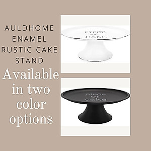 AuldHome Rustic Black Cake Stand, Farmhouse Enamelware Round Pedestal Cake Stand, Distressed Vintage Style