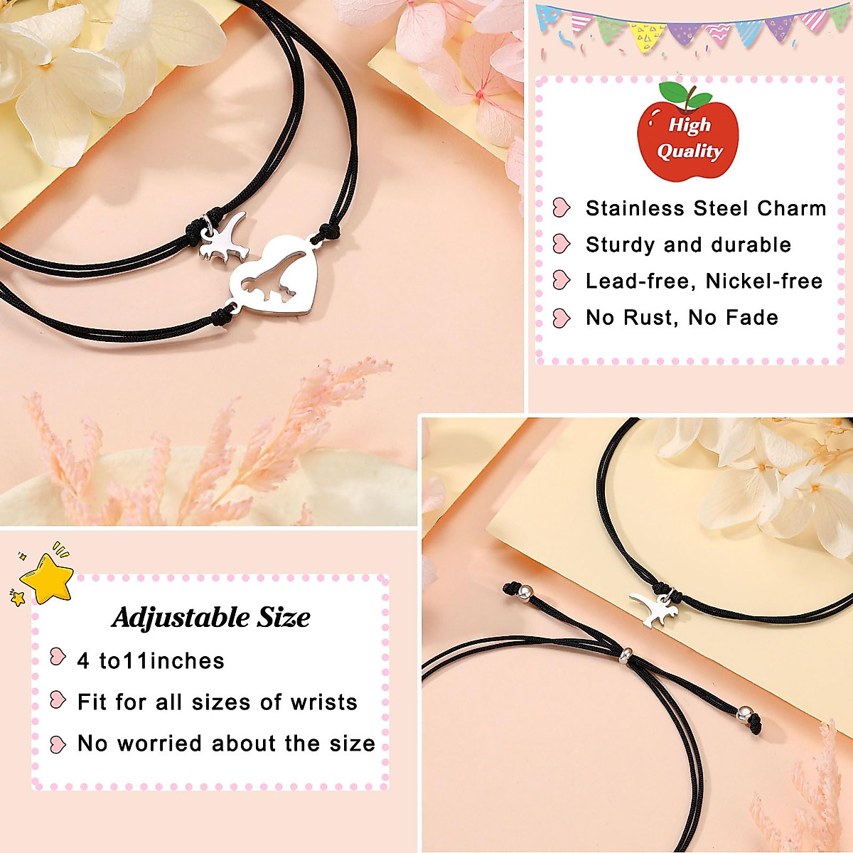 UNGENT THEM First Day of Kindergarten Bracelet Mommy and Me Back to School Stuff Mother Son Dinosaur First Day of School Bracelets Mom and Son Back to School Gifts for Boys