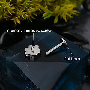 COCHARM 16G G23 Titanium Cartilage Earrings for Women Flat Back Dog Paw Print Upper Ear Cartilage Earrings Stud Internally Threaded Conch Earrings 16 Gauge Forward Helix Earrings