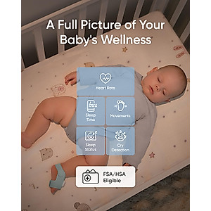 eufy Security Baby Smart Sock Baby Monitor with 2.4 GHz Wi-Fi, Track Sleep Patterns, Naps, Heart Rate, AI Cry Detection, Pan and Tilt, No Monthly Fee