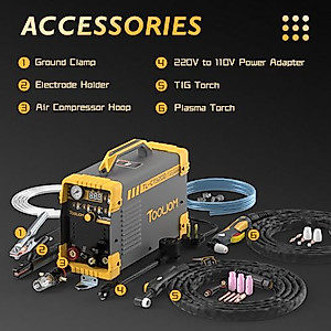 TOOLIOM 3 in 1 Cut/TIG/MMA Welder 50A Air Plasma Cutter 200A TIG and 200A Stick Welder Portable Welding Machine Dual Voltage 110&220V