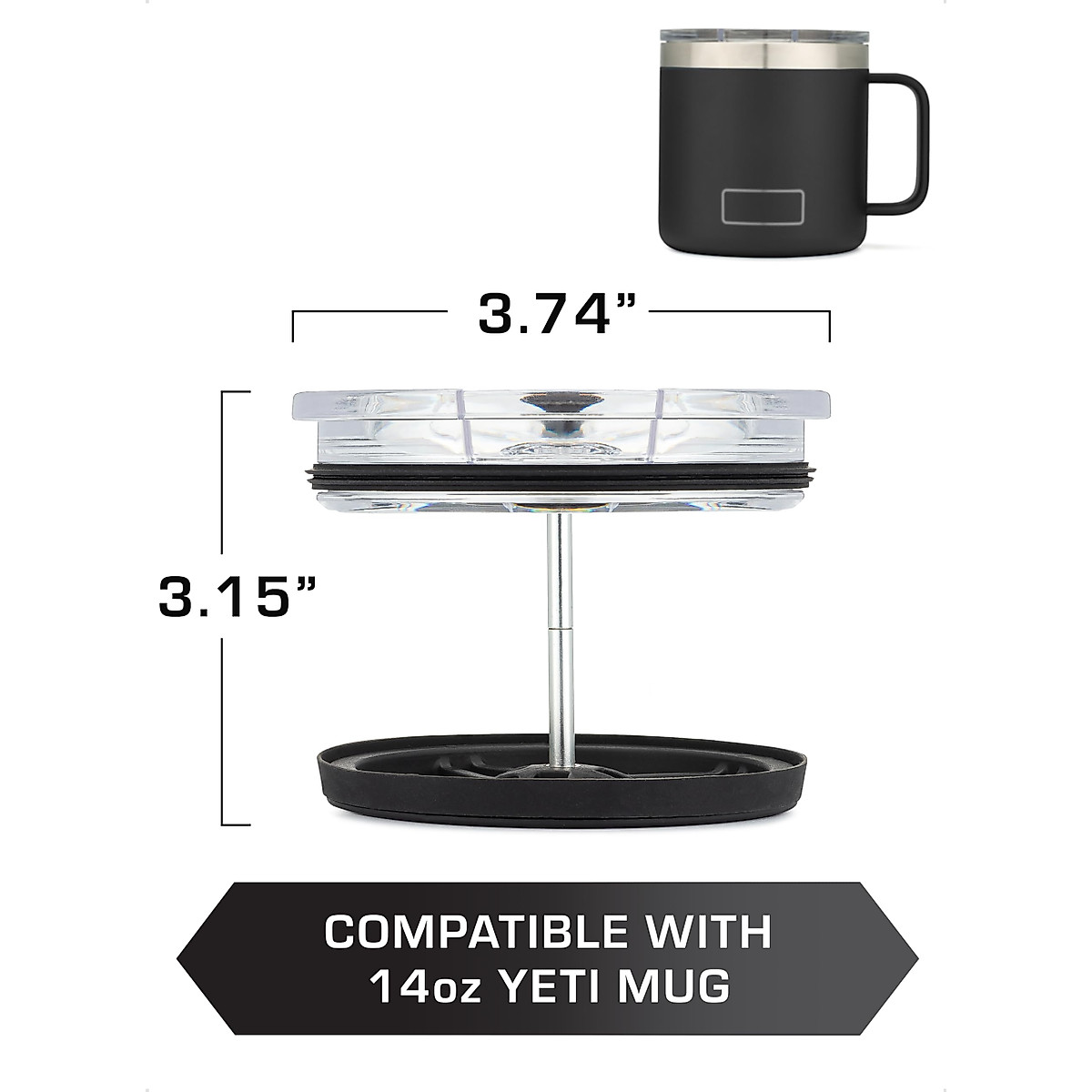COLETTI Travel French Press compatible with YETI Rambler 14 oz — Travel Coffee Maker, Tumbler Accessories — Turn Your Tumbler Into a Travel Coffee Maker