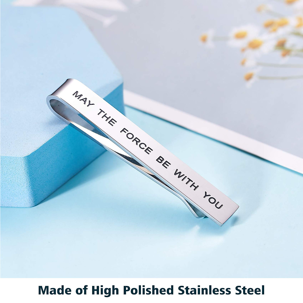 May The Force Be with You Tie Clip Star Wars Fan Gift Funny Gift Stainless Steel Polished Finish Tie Clips Men Women