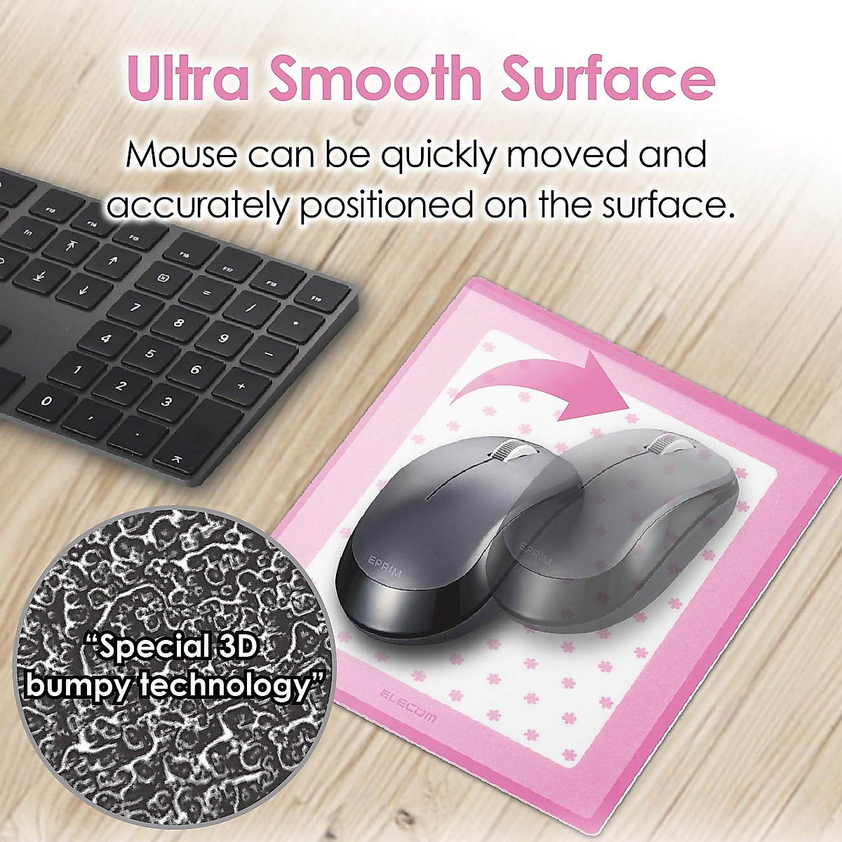 ELECOM Custom Photo Insert Mouse Pad Mat/Clipboard Folder/Message Pad/Picture/File Board/for Office/Pink MP-117P
