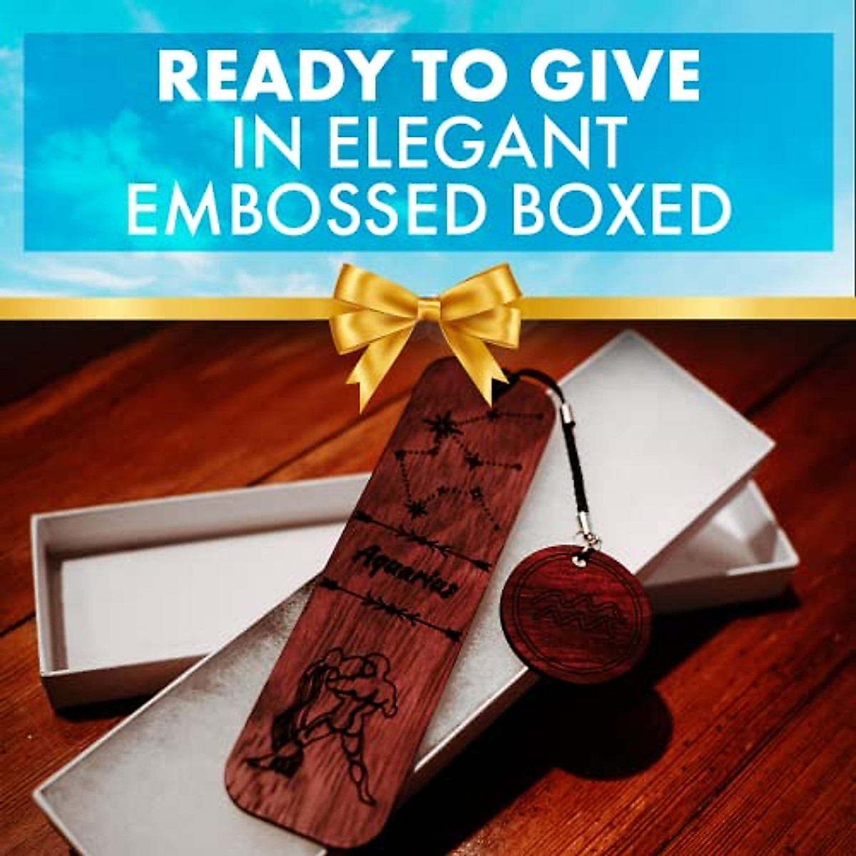 Zodiac Bookmark & Pendant: Handmade Aquarius Birthday Gifts for Women Astrology Gifts for Women Aquarius Zodiac Gifts for Men January & February Birthday Gifts for Astrology Lovers