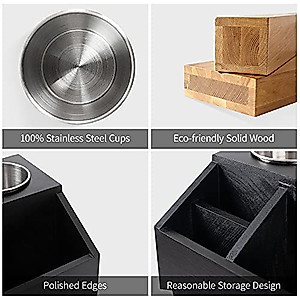 AKTOP Wooden Hair Tool Organizer - Blow Dryer Holder, Hair Styling Tools & Accessories Organizer, Bathroom Vanity Countertop Storage for Hair Dryer, Flat Irons, Curling Irons - Hold Hot Tools, Black