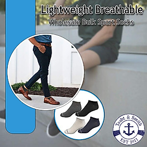 Yacht & Smith 12 Pair Men's Low Cut Ankle Socks Thin Comfortable Lightweight Breathable Wholesale Bulk Sport Socks