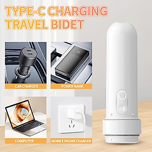 Rechargeable Portable Bidet for Travel 180ML, IPX7 Waterproof Electric Bidet Sprayer with 3 Spraying Modes for Personal Hygiene Cleaning, Soothing Postnatal Care, Perineal & Hemorrhoid Treatment