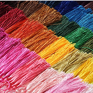 200 Pieces Bookmark Tassels, BetterJonny Handmade Silky Floss Soft Craft Mini Tassels Small Tassels with Loops for Bookmarks DIY Crafts Jewelry Making, 40 Colors