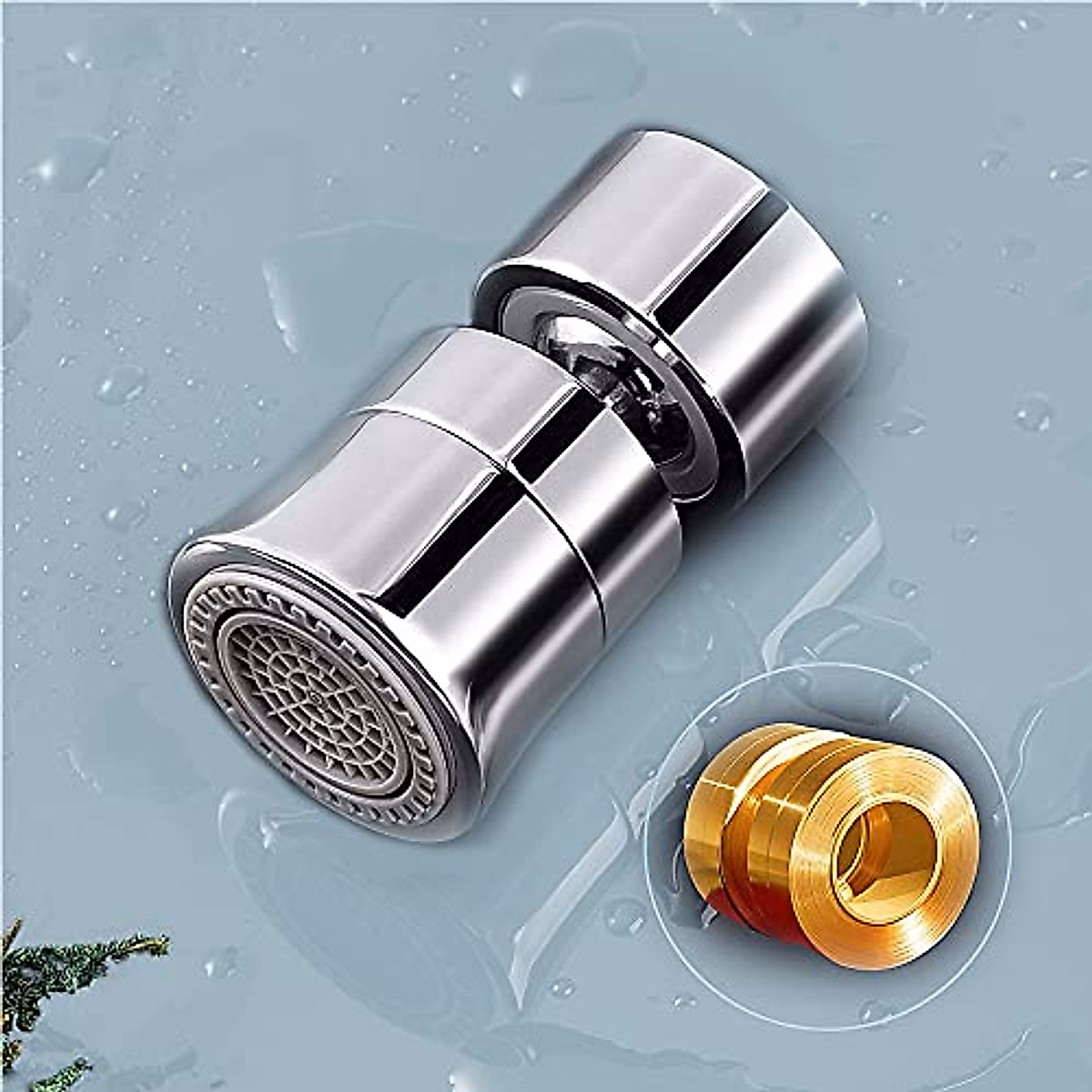Kitchen Sink Faucet Aerator 360° Swivel 2 Spray Function Soft Bubble Stream/Strong Sprayer Faucet Tap Aerator Replacement Chrome 1.8GPM Flow Rate 15/16-27UNS-2A- Male Thread（One Piece）
