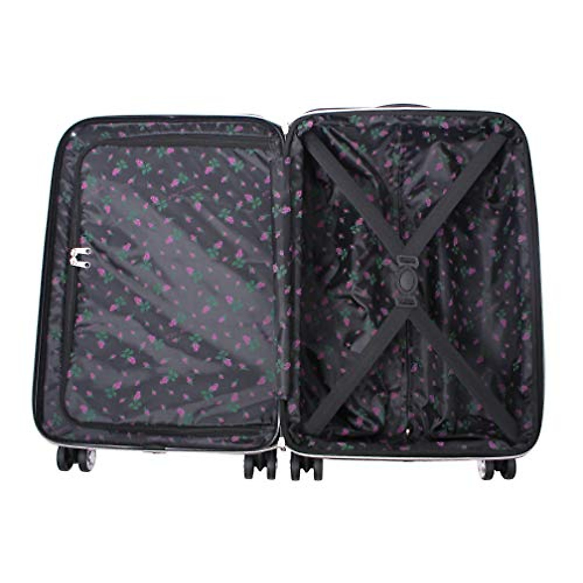 Betsey Johnson 26 Inch Checked Luggage Collection - Expandable Scratch Resistant (ABS + PC) Hardside Suitcase - Designer Lightweight Bag with 8-Rolling Spinner Wheels (Stripe Roses)
