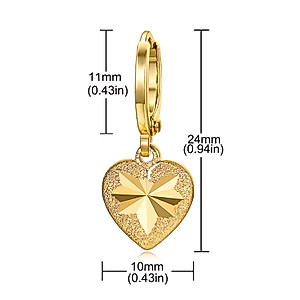JINEAR Gold Dangle Earrings for Women, 18K Gold Filled Dainty Tiny Heart Drop Dangle Earrings Cute Small Huggie Hoop Earrings Fashion Jewelry Gifts