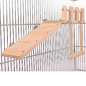 Bird Perches Cage Toys Bird Wooden Play Gyms Stands with Climbing Ladder, Parrot Play Stand and Bird Swing Conure for Green Cheeks, Baby Lovebird, Chinchilla, Hamster, Bird Cage Chewing Toys Sets