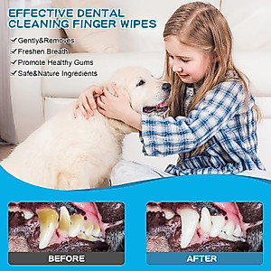 Morikey Dog Teeth Cleaning Wipes Nature Pet Dental Finger Wipes for Dogs Cats Remove Bad Breath,Reduce Plaque and Tartar Buildup Disposable Gentle Pet Dental Care-50Ct
