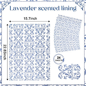 24 Sheets Drawer Liners for Dresser Fresh Linen Scented Drawer Liners for Bedroom Drawer Paper Liner Non Adhesive Paper Sheets for Drawer Fragrant Drawer Liners for Home Shelf Closet (Modern Style)