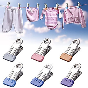 Clothes Pins for Hanging Clothes Clothespins - Colored Heavy Duty Clothespins for Clothesline, Stainless Steel Metal Clips for Clothes, Socks, Towel, Photo, Snack, 30 Pack