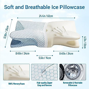 BiAnYC Cervical Memory Foam Contour Pillows, Contour Memory Foam Pillow, Ergonomic Neck Support Pillow for Side Back Stomach Sleeper Remedial Pillows