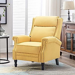 Altrobene Modern Accent Chair, Push Back Recliner Chair, Wingback Arm Chair for Living Room/Bedroom/Small Spaces, Yellow